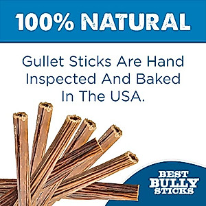 Best Bully Sticks 6 Inch Gullet Thin Stick Dog Treats (25 Pack) - All-Natural Beef Dog Treats - Hollow, Quick Chew Snack for All Dogs - Great for Teething Puppies, Senior Dogs, Light Chewers