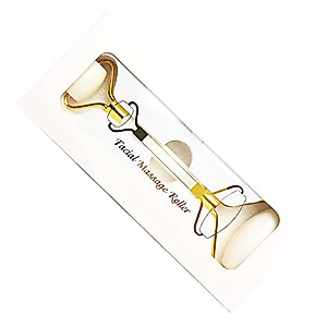 SENSE ISLAND Face Roller Jade Roller for Face, Eye Skin Care, Genuine Jade Stone Facial Roller Massager(White)