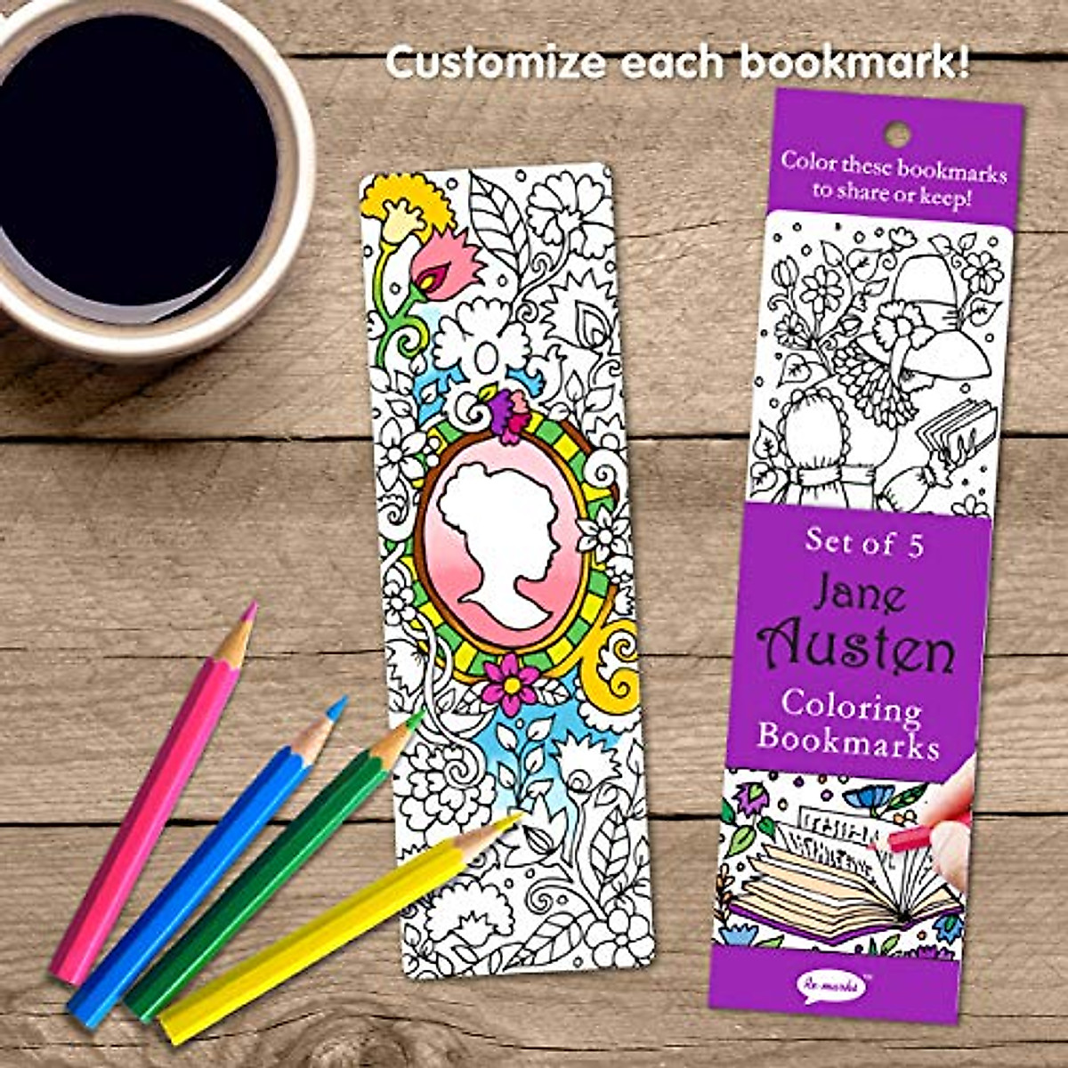 Re-Marks Shakespeare and Jane Austen Colormarks Gift Set - Includes 10 Coloring Bookmarks