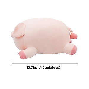 Fortuning's JDS Pig Plush 15.7” Kawaii Plushies Cute Pillow Pig Stuffed Animal Plush Pillows Hugging Pillow, Fat Soft Stuffed Pig Plush Toy for Kids Girls Boys Birthday