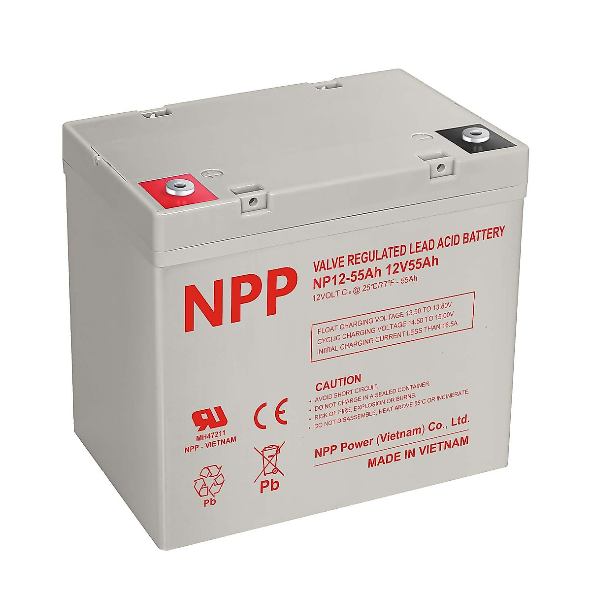 NPP 12V 55Ah SLA AGM Rechargeable Battery with T14(M6) Terminal, Deep Cycle Replacement Lead Acid Battery for Electric Wheelchair, Mobility Scooter, Jazzy Select, Off-Grid Solar System