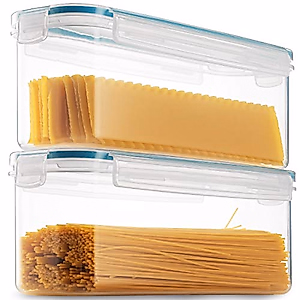 Komax Biokips Pasta Storage Containers w/Locking Lids (Set of 2) Airtight Food Storage Containers for Pantry - Pasta Containers for Organizing Pantry - Dishwasher Safe Canister Set (11.5 x 3.5 x 4.3)