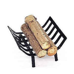EatingBiting 1:12 Dollhouse Miniature Furniture Garden Lawn Fireplace Metal Firewood Rack Metal Rack with Firewood for Living Room Fireplace Model