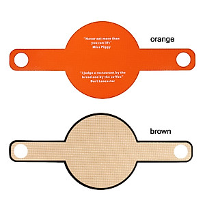 MISNODE 2 Pack Silicone Baking Mat for Dutch Oven, 8.3 Inch Bread Baking Pad with Long Handle, Reusable Dough Bread Sling Baking Mat Baking Tool for Gentler Safer & Easier Transfer of Dough (Brown)