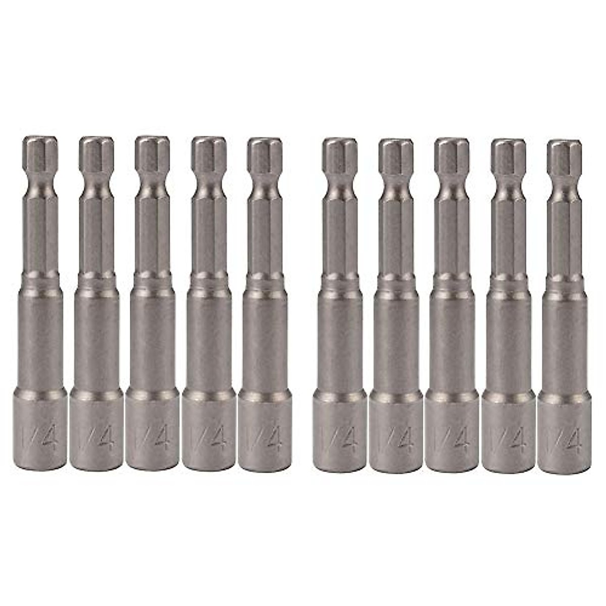 Yakamoz 10Pcs Magnetic Nut Setter Driver Drill Bit Set 1/4" Hex Shank to 1/4" Hex Socket Power Nut Driver Bits, 2-Inch Length