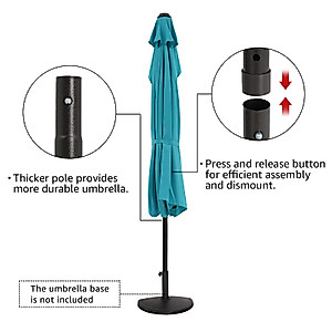 COBANA 9’ Half Round Patio Outdoor Umbrella with Crank for Deck, Balcony, Garden or Terrace Shade, Blue