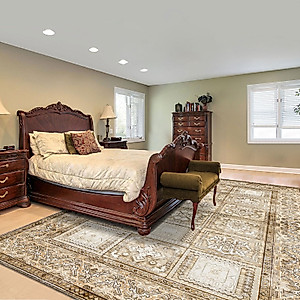 DECOMALL ALYTA Washable Area Rugs, Vintage Non-Slip Carpet for Living Room Bedroom Sitting Room Family Room, Beige 7’6”x9’6”