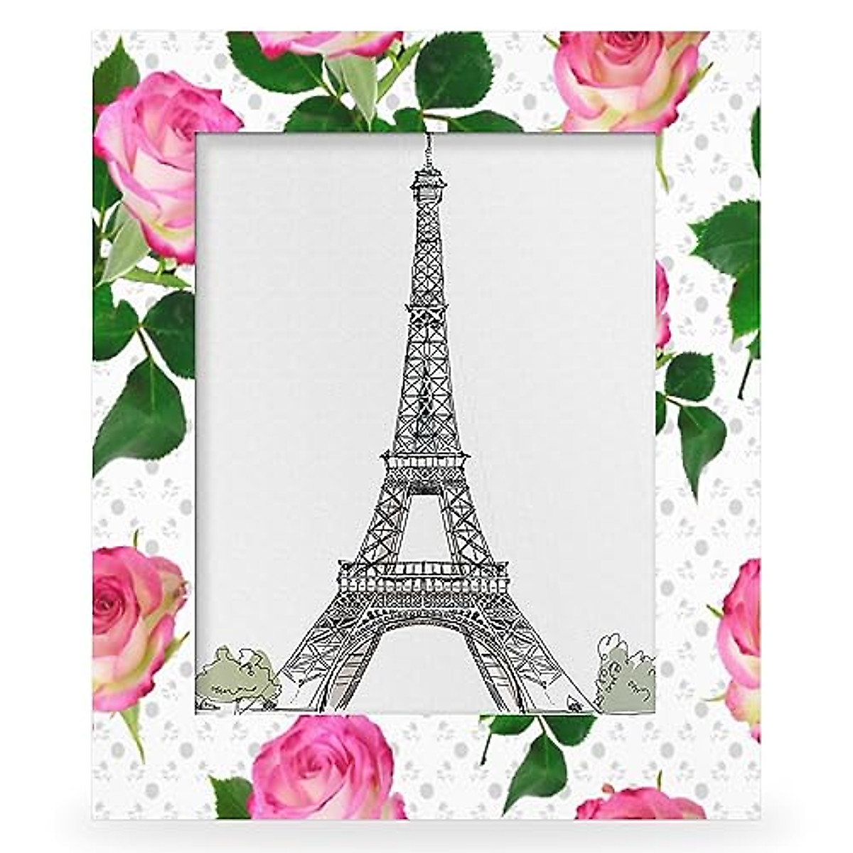 POFATO Plant Pink Rose 8x10 Picture Frame Wood Photo Frame for Tabletop Display Wall Mount Picture Frame Display 8 x 10 Inch Photo Wall Decor Home Gift Frames