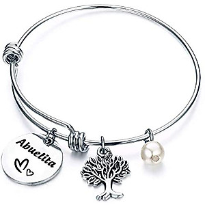 BEKECH Spanish Grandma Jewelry Abuelita Expandable Wire Bangle Bracelet Abuela Jewelry Mother’s Day Gift for Abuelita