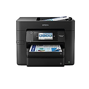 Epson Workforce Pro All-in-One WF-4833 Color Inkjet Printer, 4.3" Color Touchscreen Display, Wireless Connectivity, Automatic Duplex Printing, 4800x2400 dpi, Mobile Cloud Printing, Black, HDMI Cable