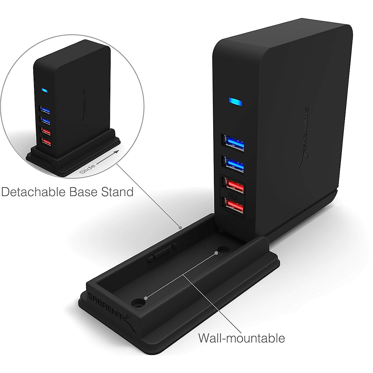 Sabrent USB 3.2 Rugged Waterproof Enclosure + 7 Port USB 3.0 HUB + 2 Charging Ports with 12V/4A Power Adapter
