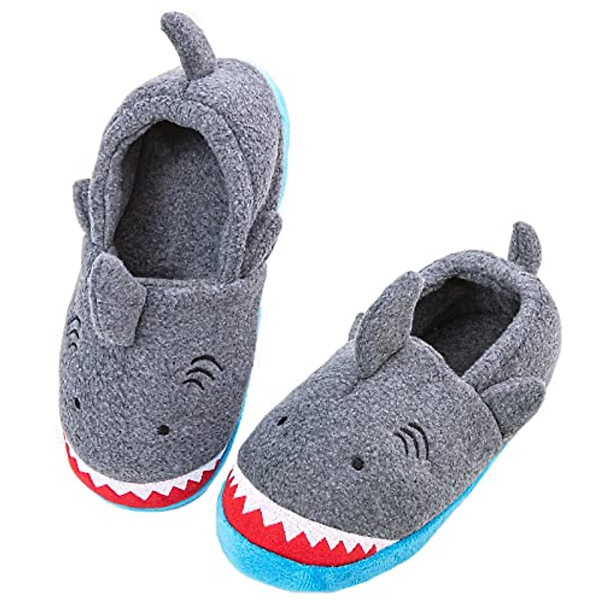 Little Kids Big Boys House Slippers, Kids Warm Slip On Home Slippers with Soft Memory Foam Cute Winter Nonslip Indoor Shark Dinosaur Soccer Dog Slippers