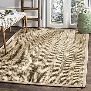 SAFAVIEH Natural Fiber Collection Accent Rug - 3' x 5', Natural & Beige, Border Herringbone Seagrass Design, Easy Care, Ideal for High Traffic Areas in Entryway, Living Room, Bedroom (NF115A)