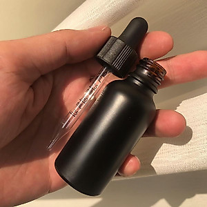 seafulee Black Coated Glass Bottle with Glass Eye Dropper, 1 oz Capacity,UV Safe Bottles for Essential Oils and Aromatherapy (Pack of 6) …