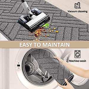 JEEDOVIA Kitchen Rugs Non Slip Kitchen Mats for Floor Kitchen Runner Rug, 20"x31.5"Grey Absorbent Resist Dirt Comfort Standing Mat for Entryway,Hallway, Front of Sink, Machine Washable