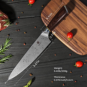 EXTTE Chef Knife 8 Inch, Professional Sharp Kitchen Knife, High Carbon German Stainless Steel Chef's Knives for Cooking, Rust Resistant with Ergonomic Pakkawood Full Tang Handle