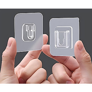 YOFAN 10 Pairs Clear Double-Sided Adhesive Wall Hooks - Mounted Door Hanger Kit - No Drill Sticker Hangers with Suction Cup for Bathroom, Kitchen