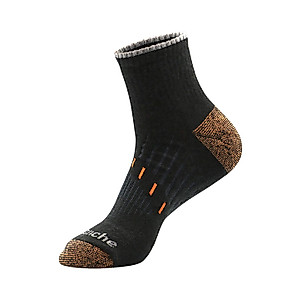 Avalanche Men's Odor Resistant Copper Wool Blend Quarter Socks With Arch Support 2Pack Black 10-13