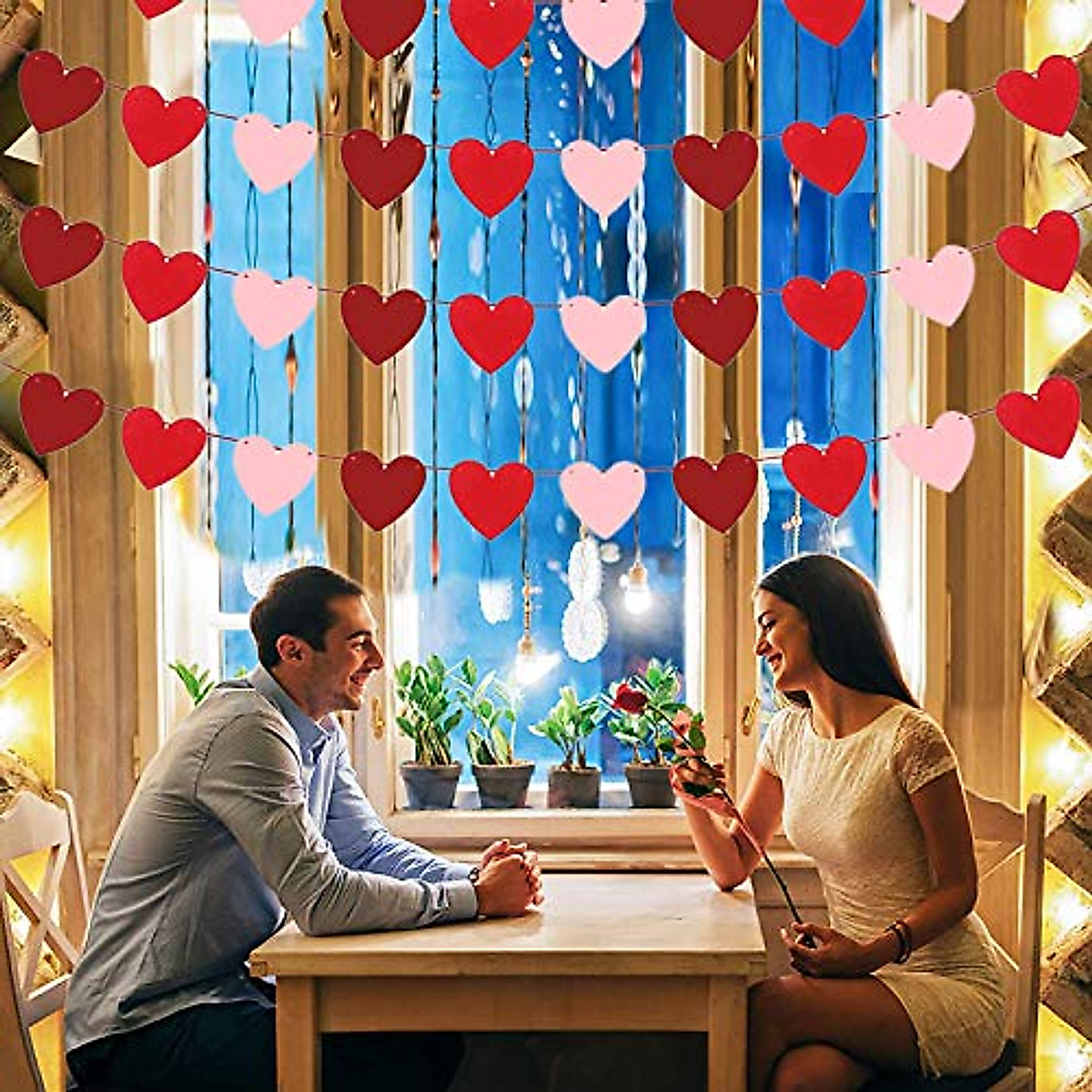 Heart Garland Banner DIY Decorations for Valentines Anniversary Wedding Birthday Party Decor Supplies 4 set