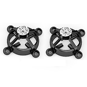 TORNADOKERATINER PREMIUM IRON 2Pcs Non-Pierced Nipple Clamps for Women, Stainless Steel Cubic Zirconia Adjustable Screw Pressure Nipples Shields Rings Nipple Rings Body No Piercing Jewelry
