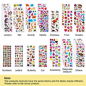 Habett 3D Stickers for Kids & Toddlers, 920+ 3D Puffy Stickers 36 Different Sheets Including Animals, Letters, Numbers, Dinosaurs, Cars and More for Boys, Girls, Teachers, Reward, Craft Scrapbooking