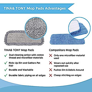 TINA&TONY Microfiber Spray Mop Replacement Heads 15.7", Washable Floor Cleaning Pads for Wet/Dust Mops Heads Refills Pads Compatible with Bona Floor Care System for Kitchen Home Floor Cleaning,5 Pack