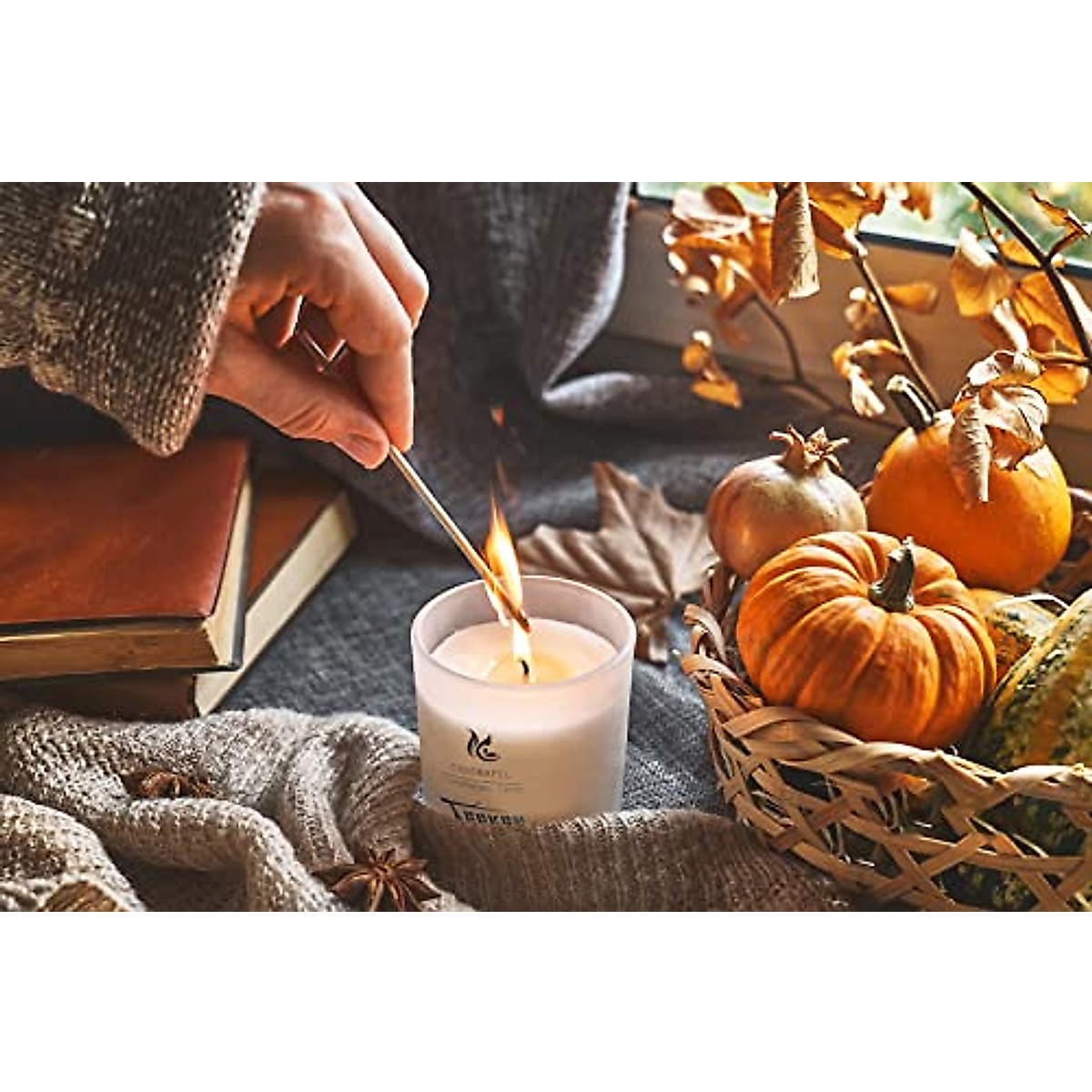 Teeken Candles for Home Scented, Sandalwood Candle Jar, 5.29oz/150g 100% Soy Candle & Simple Modern Style Frosted Jar Scented Candles Set for Perfect Birthday Gifts