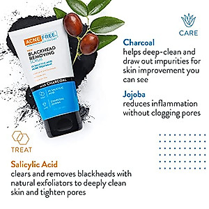 Acne Free Blackhead Removing Exfoliating Face Scrub with 2% Salicylic Acid and Charcoal Jojoba, 5 Ounce