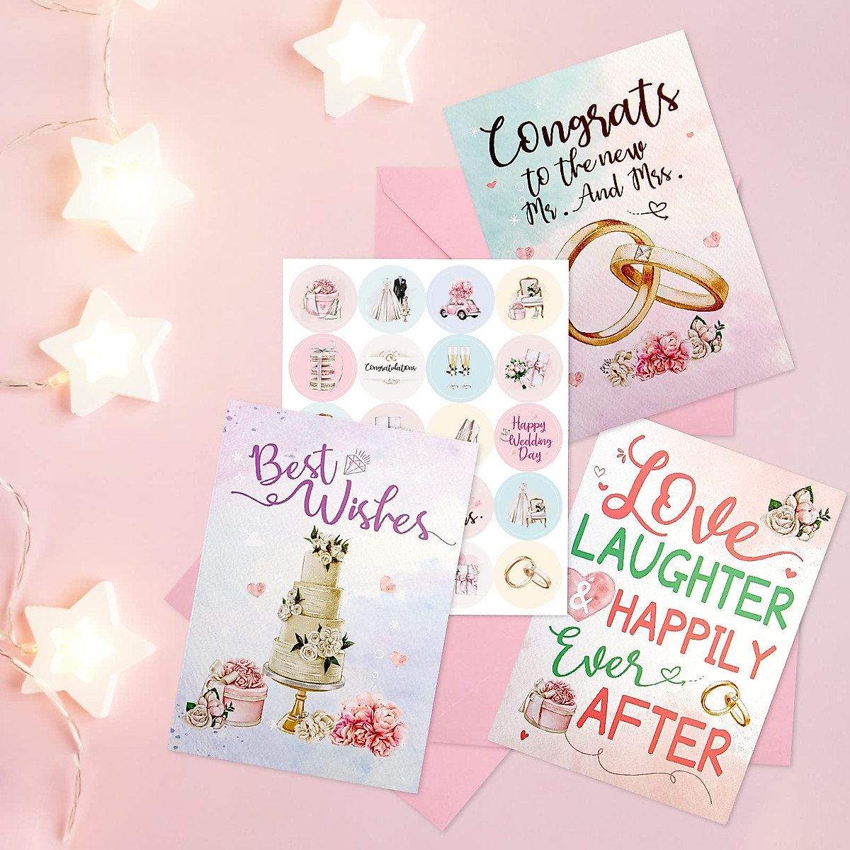 ceiba tree Wedding Cards for the Bride and Groom Engagement Congratulations Notes Card 18Pcs with Envelopes