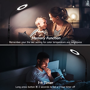 SOVELA LED Floor Lamp, Standing Lamp with Touch Control, 12W 1000LM 1800K-6000K 6 Brightness Adjustable Tall Lamp with Timer Memory, Modern Dimmable Floor Lamps for Living Room Bedroom Office, Black