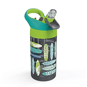 Zak Designs 16oz Riverside Beach Life Kids Water Bottle with Straw and Built in Carrying Loop Made of Durable Plastic, Leak-Proof Design for Travel, 2 count (Pack of 1)
