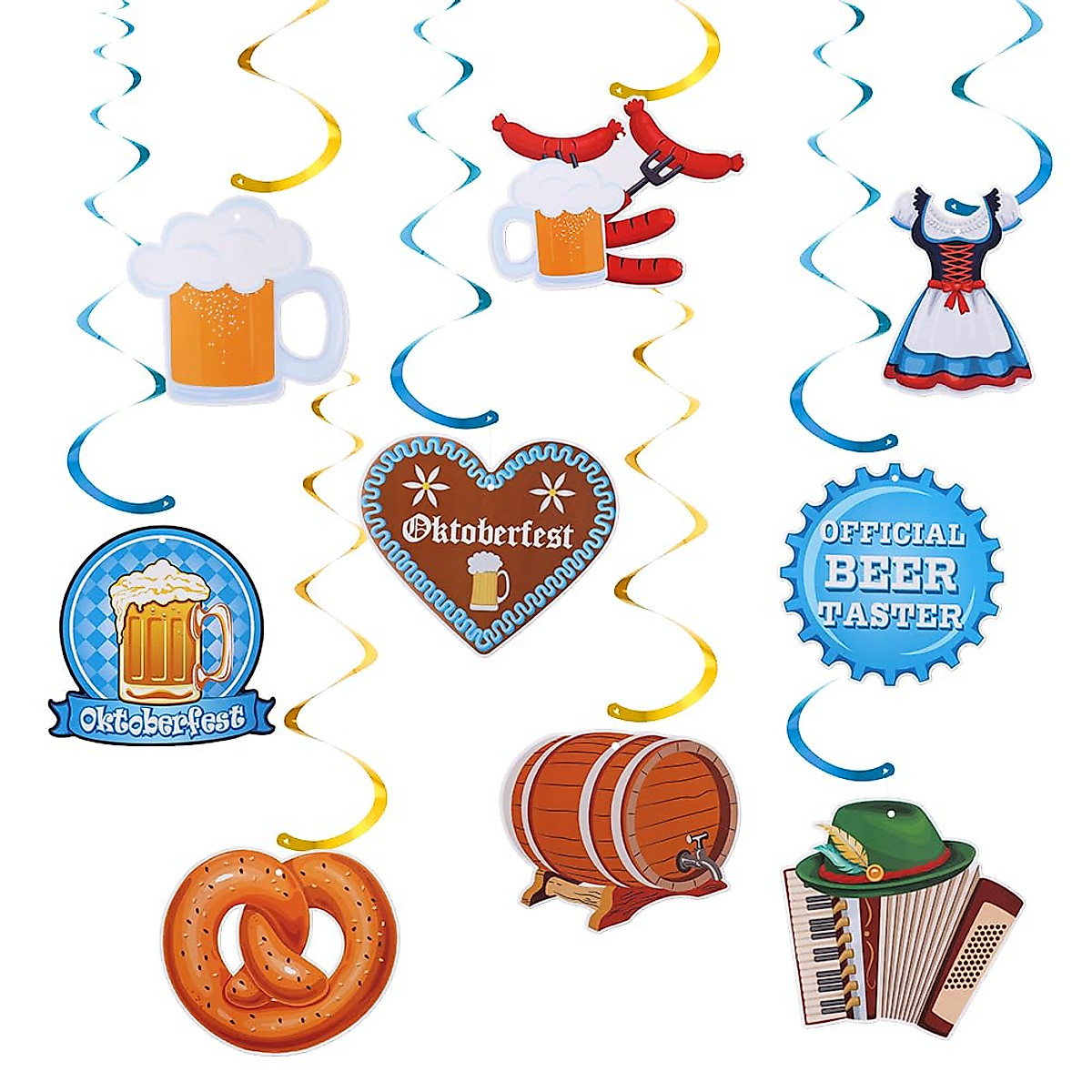 Oktoberfest Party Decorations 53Pcs Blue White Yellow Balloons, Bavarian Flag Pennant Banner, Prost Oktoberfest Banner, Hanging Swirl Streamer, German Oktoberfest Beer Festival Birthday Supplies