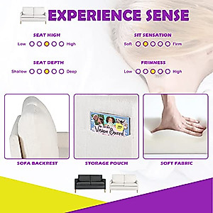 TYBOATLE Modern Small Loveseat Sofa with 2 USB Charging Ports, 55"W Teddy Short Fleece Fabric Soft Couches, Upholstered 2-Seater Suitable for Small Spaces, Living Room, Office, Apartment (Cream White)