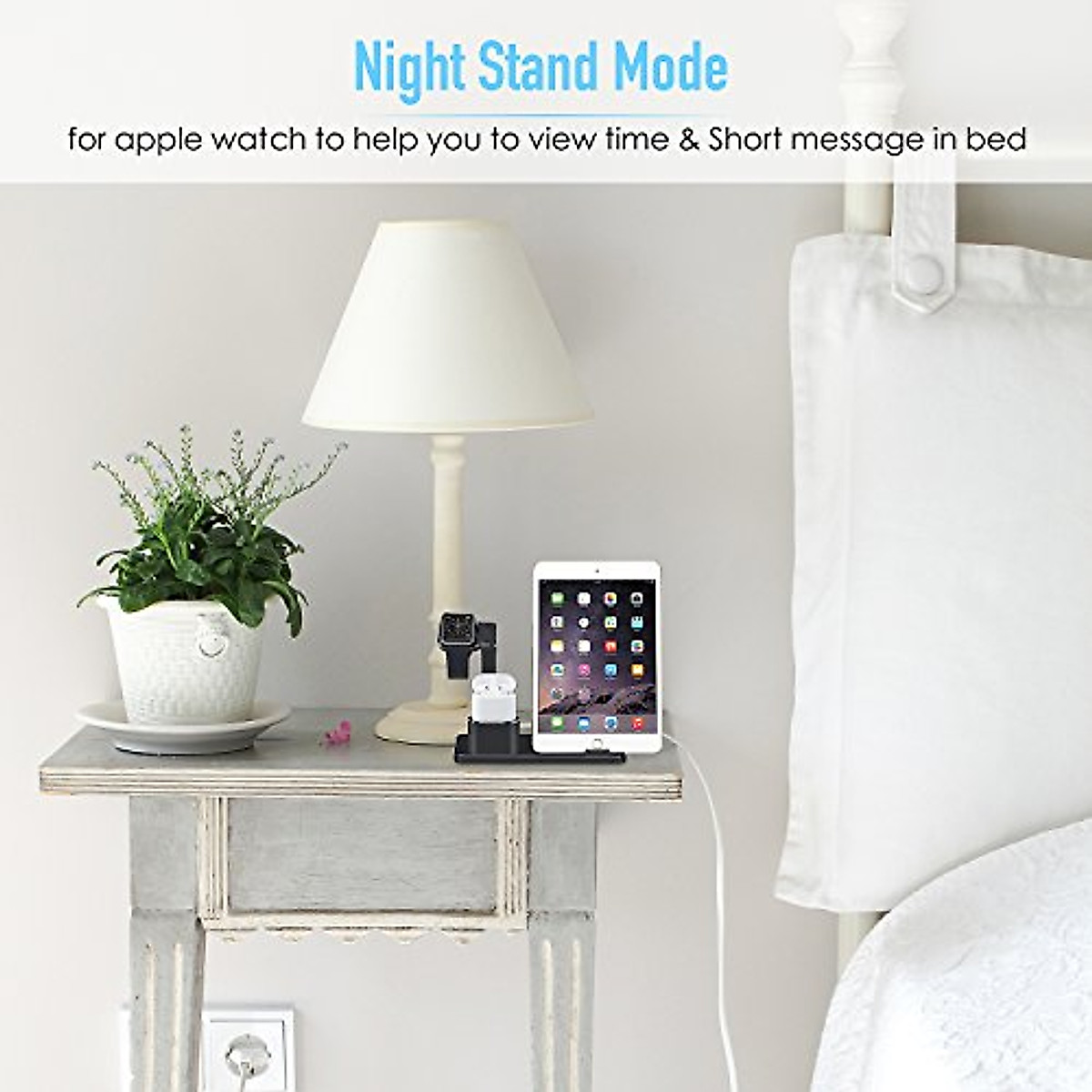 3 in 1 All Aluminum for Apple Watch Charger Stand,Airpods and iPhone Dock,Desk Charger Stand Dock Station for Apple iWatch/Airpods/iPhone/iPad/iPod, Apple Watch Charging Stand Holder (Black)