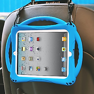 TopEsct Kids case for iPad 2nd/3rd/4th Generation, Comes with Tempered Glass Screen Protector and Strap (Blue)