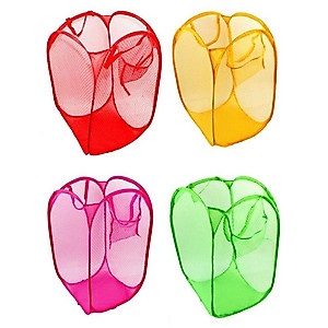 everd1487HH 52cm x 32cm x 37cm Foldable Pop Up Large Laundry Bag Home Mesh Washing Basket Bin Hamper Cloth Storage with Handles Green