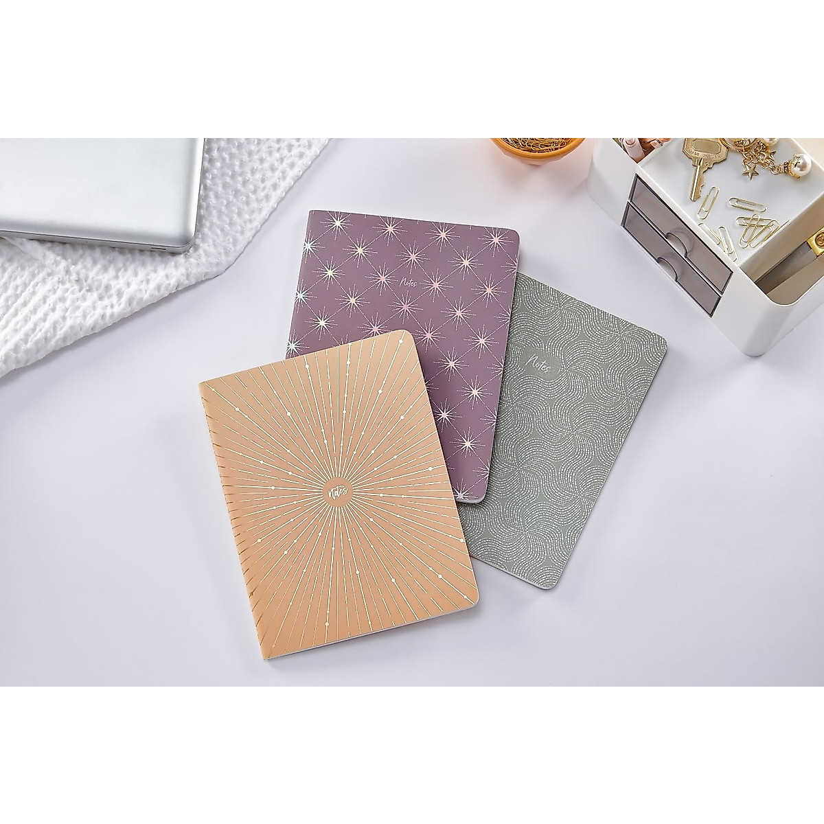 Southworth Premium Journal Set (3pk), 6.5”x 8.5”, Ethereal Geometrics (3 Coordinating Designs), Premium 28lb/105gsm Paper, Flex Journals, 32 Ruled Sheets/64 Pages Per Journal (91071)