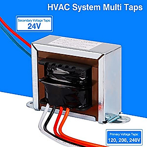 24V 40VA Control Transformer， Primary 120, 208, 240V Secondary 24V Isolation Transformers，24V Transformer with Foot Mount for HVAC Furnace Multi Tap