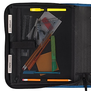 Five Star Zipper Binder, 1-1/2 Inch 3-Ring Binder for School, 3 Pocket Expanding File, 500 Sheet Capacity, Blue (72202)