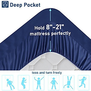 BedLuxury Full XL Mattress Topper Extra Thick Cooling Mattress Cover Pad for Back Pain Quilted Pillow Top Protector Plush Soft with 8-21 Inch Deep Pocket - Navy Blue