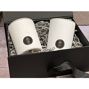 ROSBAS Vanilla Scented Candle Gift Set, Natural Soy Wax, 2 Matte White Glass Jars with Lid, 7 oz ea, Cotton Wick, Long Burn Time, Gift Packaged, Handmade in The USA