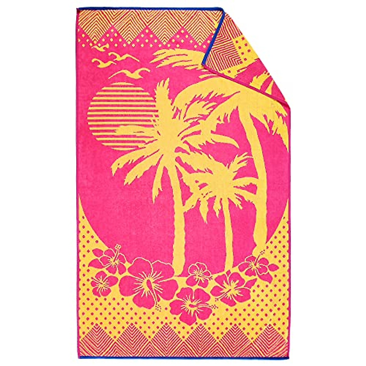 Kaufman - Assorted Premium Velour Oversized Double Jacquard Reversible 750 GSM Beach, Pool Towel, Plush, 40in x 70in, Luxurious 100% Cotton (3-Pack Assorted)