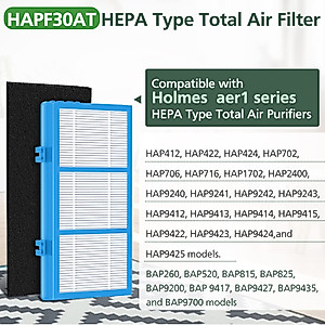 HAPF30AT Filter Replacement for Holmes AER1 Type Total Air Purifier, True Hepa Filter for HAPF30AT HAP242-NUC HAP424 HAP706 HAP716 HAP9240 et.