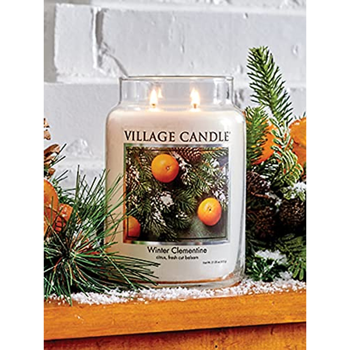 Village Candle Winter Clementine Large Apothecary Jar, Scented Candle, 21.25 oz.