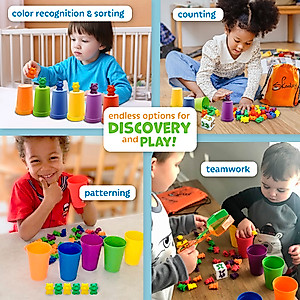 Skoolzy Preschool Activities - Lacing Beads for Kids and Rainbow Counting Bears - Montessori Toys for Toddlers Occupational Therapy Fine Motor Skills Toys Autism OT