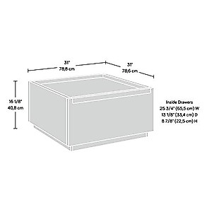 Sauder Manhattan Gate Coffee Table, L: 31.02" x W: 30.95" x H: 16.06", Mystic Oak finish