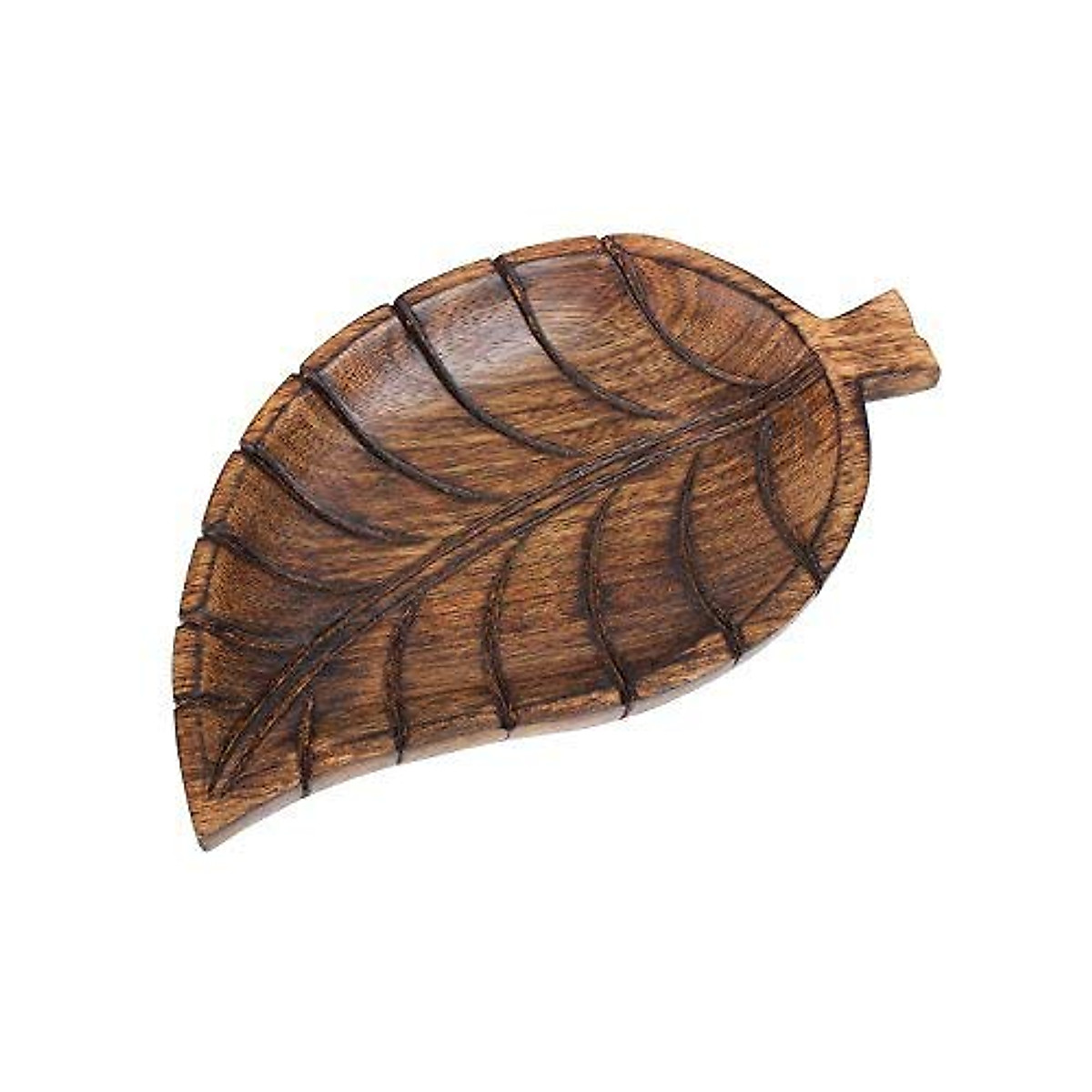 NIRMAN - Decorative Tray Wooden Leaf Design Serving Tray Platter Breakfast Table Kitchen Décor