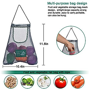 3PCS Reusable Mesh Bag, Portable Produce Bags, Washable Hanging Storage Bags, Organizer Shopping Handbag for Fruit, Garlics, Onions, Potatoes