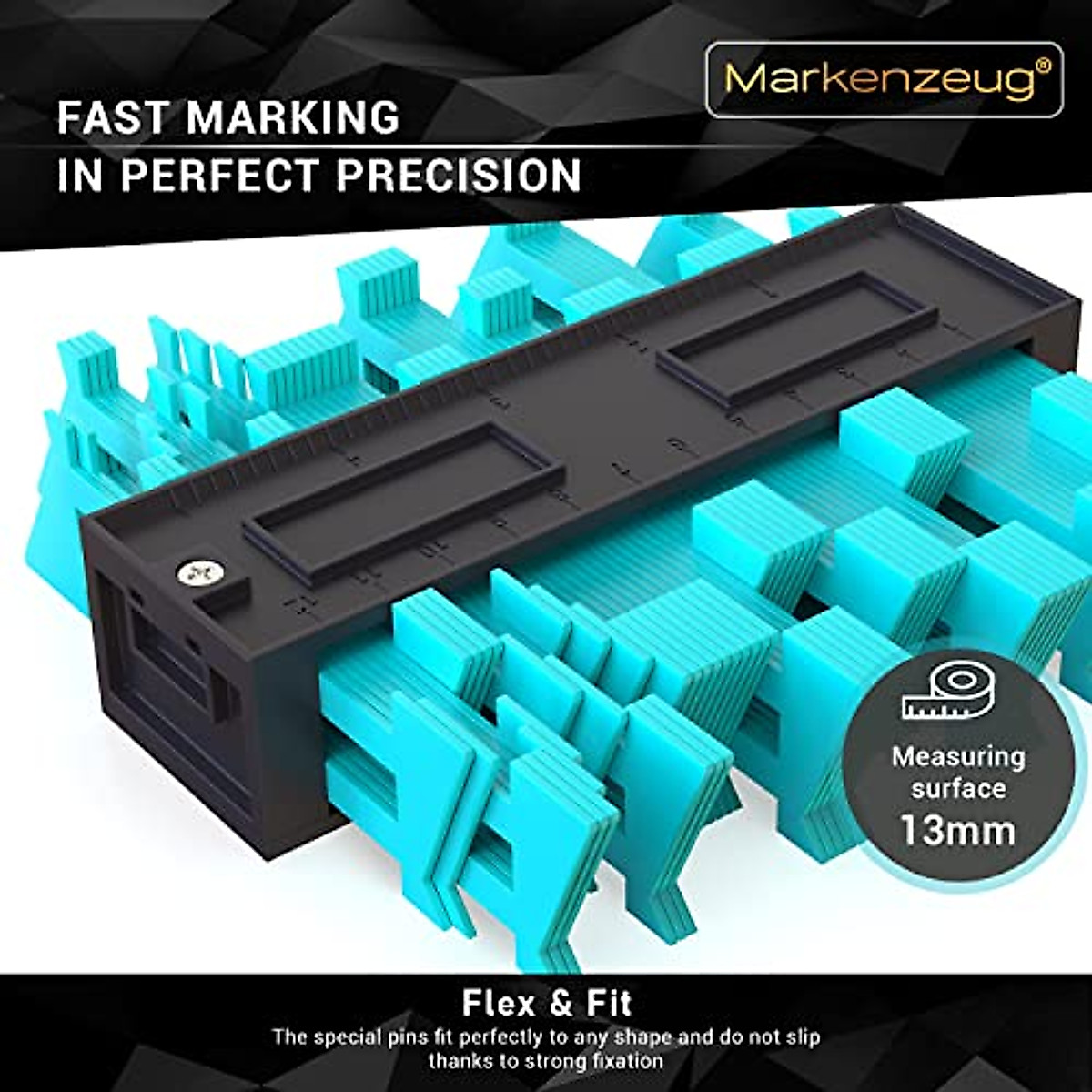 Markenzeug® Original Premium Contour Gauge – Improved Concept 2021 – Large Contour Measuring Machine and Marking Aid Tool– Duplicator Contour Knife, Profile Gauge Knife 130 mm for Laminate, Tiles & co