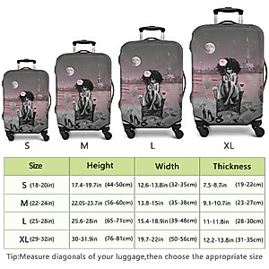 Xidingyue African American Black Girl Luggage Protective Cover Pink and Black Beach Paris Eiffel Tower Suitcase Cover Fit 22-24 Inch Luggage